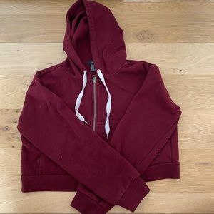 Tops | Crop Maroon Zip Up Hoodie | Poshmark